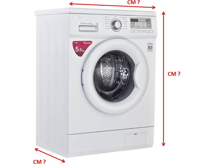 LG washing machine dimensions: height, width, depth